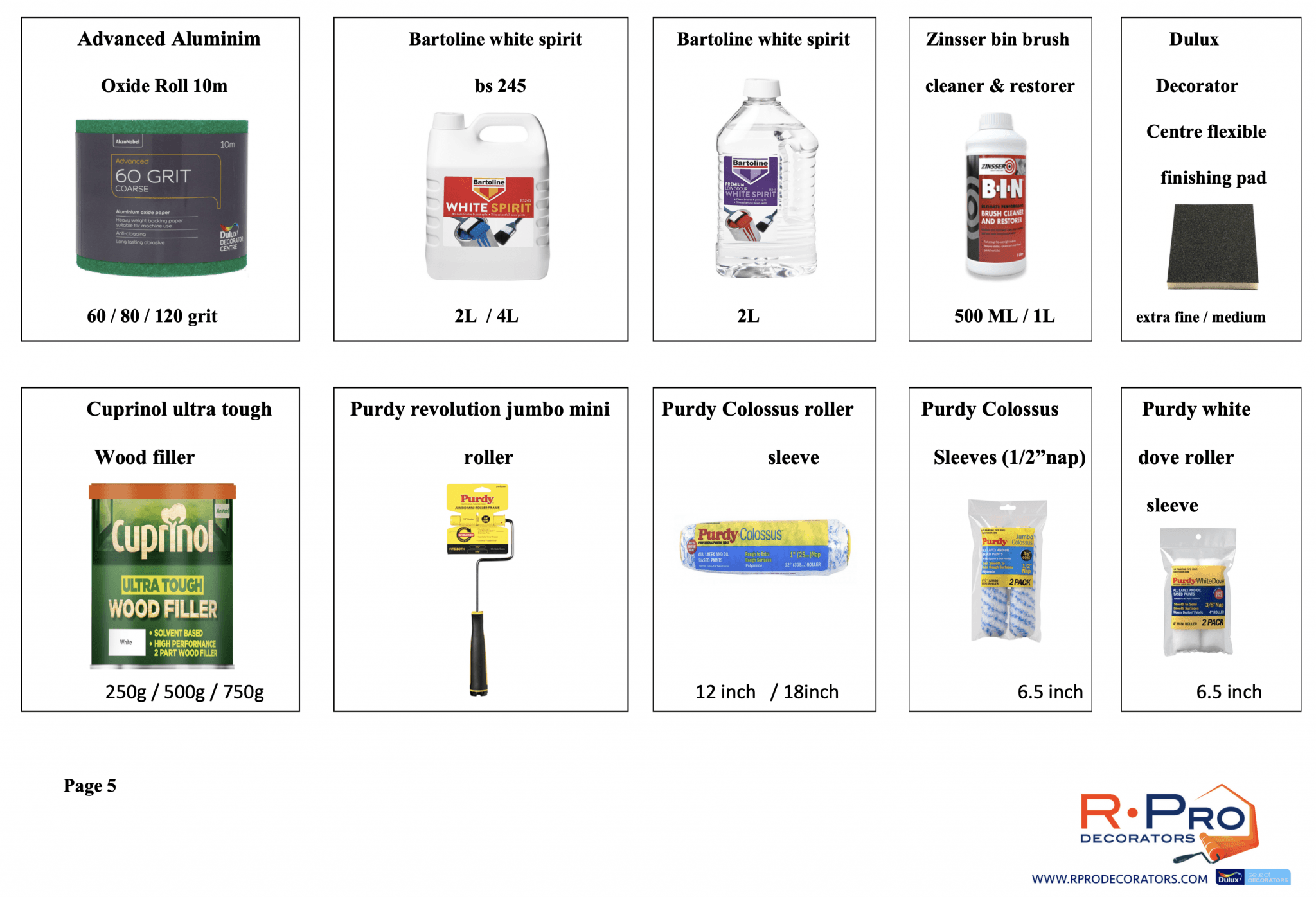 dulux order sheet - R Pro Decorators